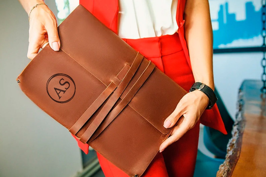 Monogrammed Leather Notebook Cover, Personalized Journal Cover, Large ...