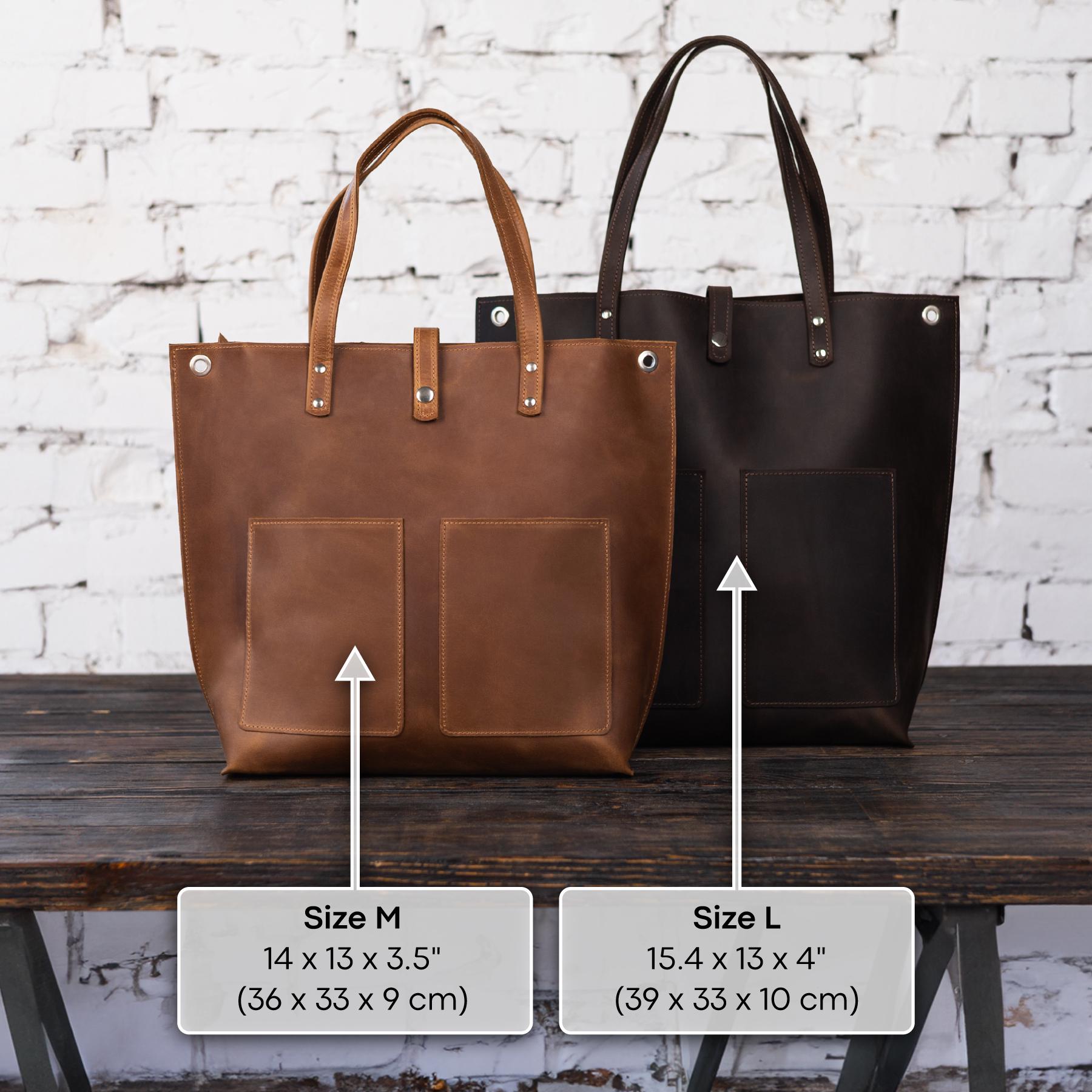 Monogrammed Leather Tote Bag, Leather Shoulder Bag Women, Laptop Tote ...