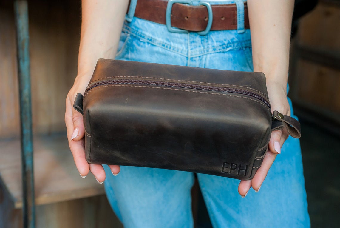 Leather Dopp Kit for Menpersonalized Leather Dopp - Etsy