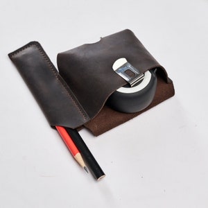 Leather Tape Measure Belt Holder, Leather Tape Measure Pouch, Tape ...