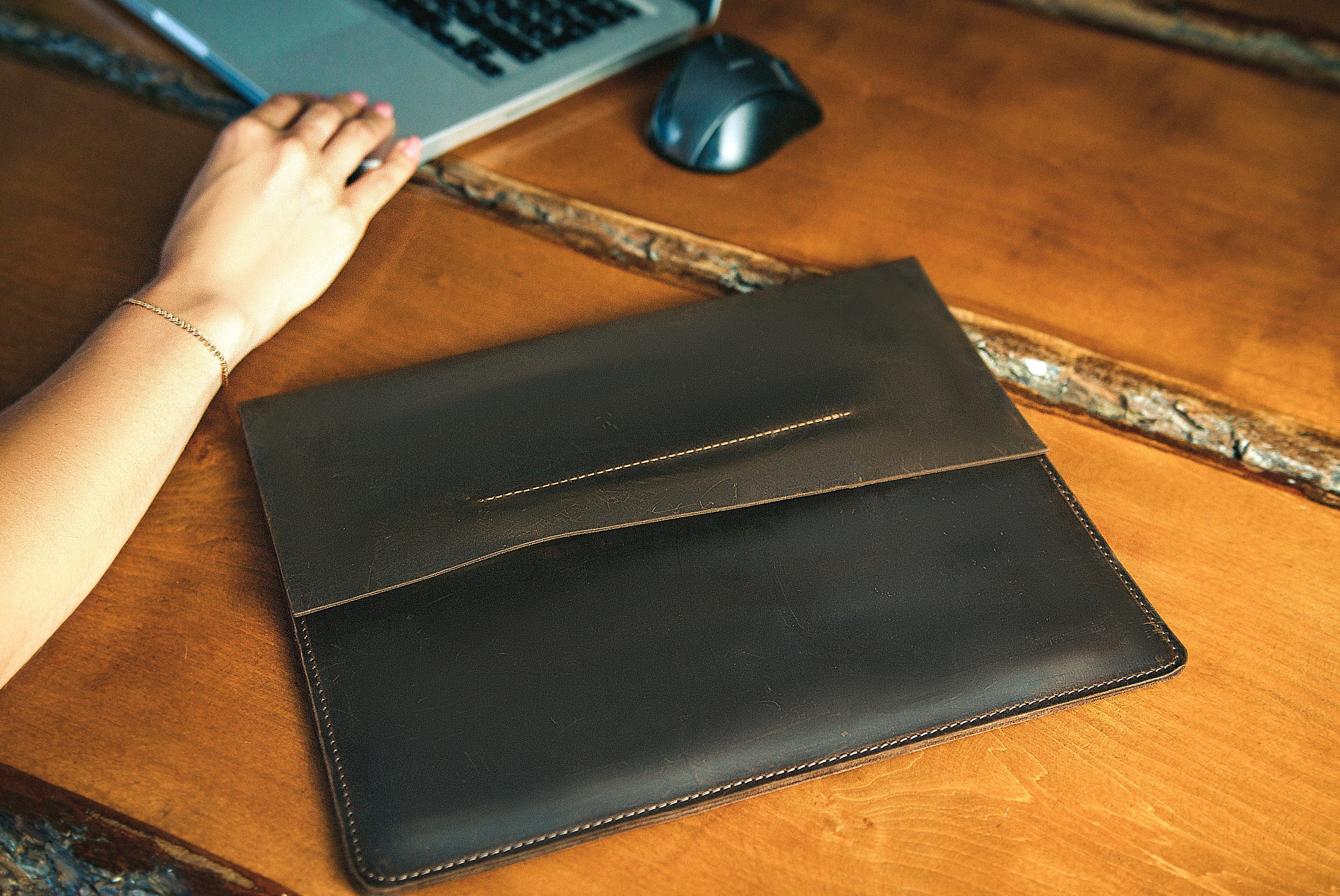 Monogrammed Leather Folder, Paper Document Holder, Leather Document ...