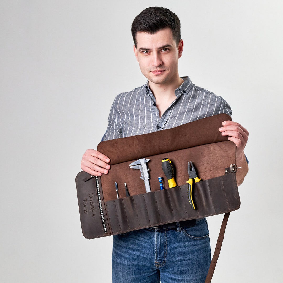 Leather Tool Roll for Dad, Personalized Tool Roll, Daddy's Tools Roll ...