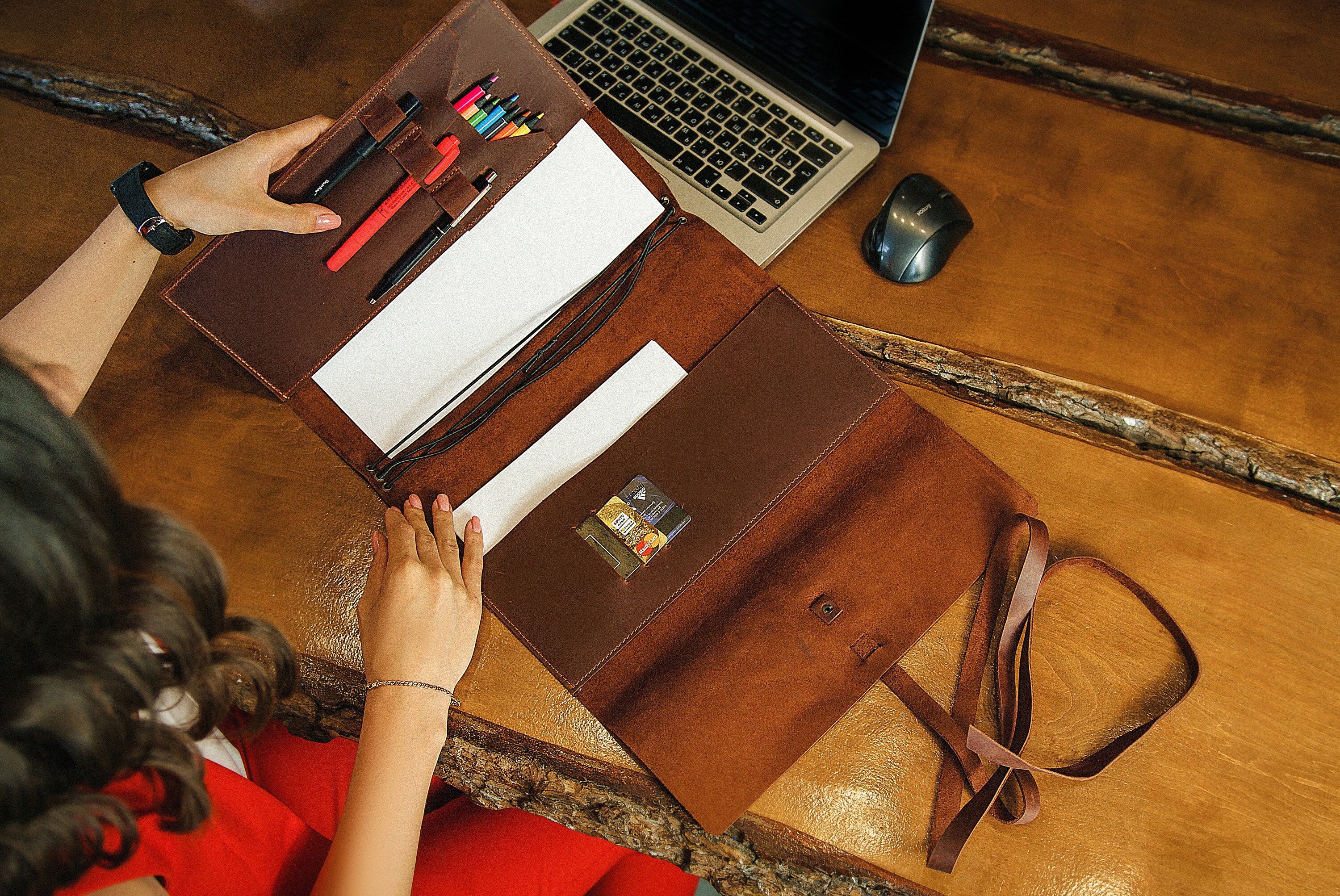 Leather Notebook Cover With Logo, Personalized Notebook Cover, Leather ...