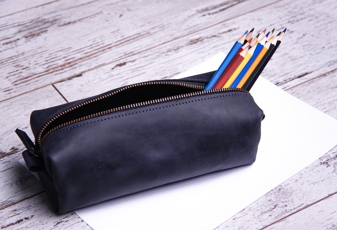 Leather Pencil Case Zipper, Personalized Pencil Pouch, Custom Pen Pouch ...