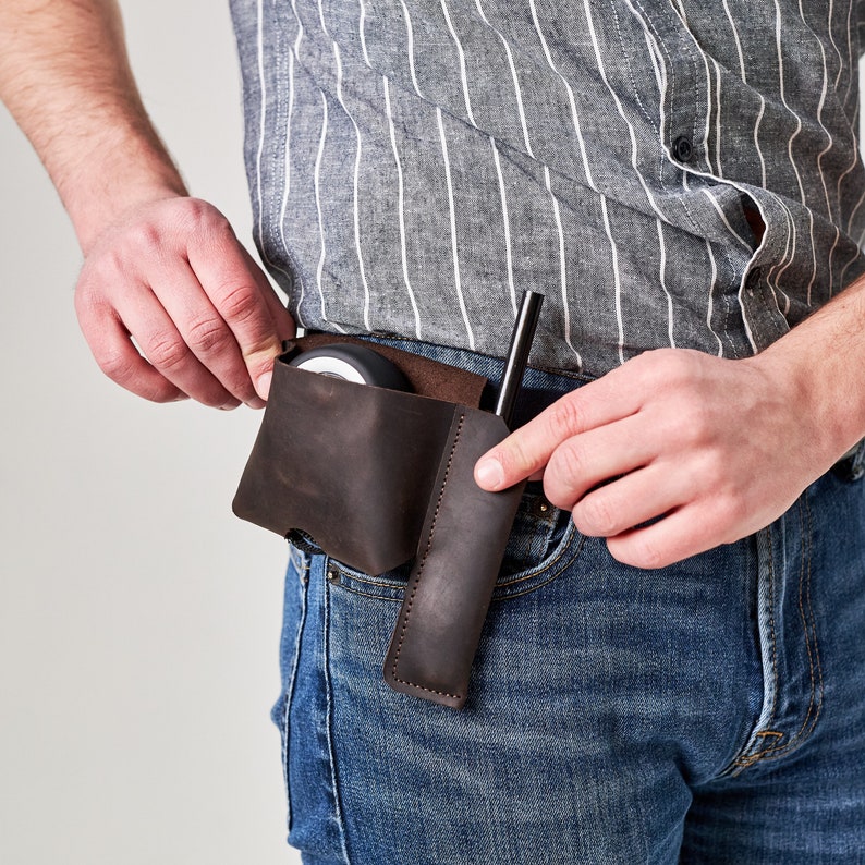 Leather Tape Measure Belt Holder, Leather Tape Measure Pouch, Tape ...