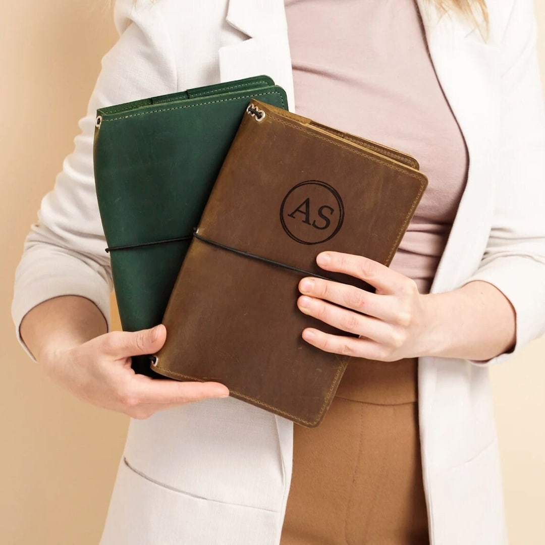Custom Leather Notebook Refillable, Personalized Journal Cover ...
