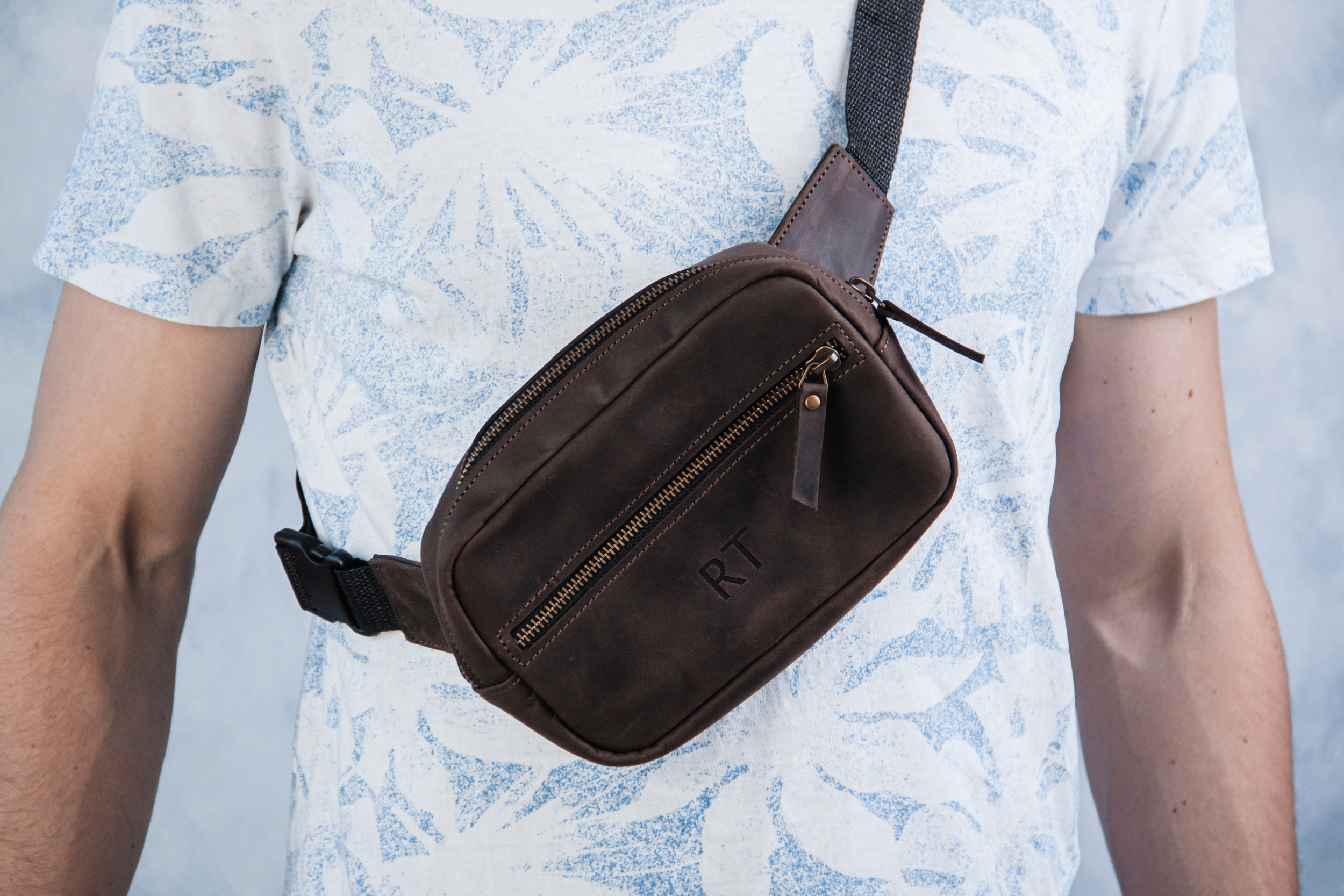 Leather bum bag mansLeather belt bag for menLeather fanny | Etsy