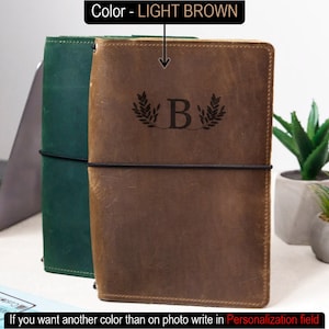Monogrammed Leather Notebook,a5 Leather Journal,engraved Leather Notebook,handmade Leather ...