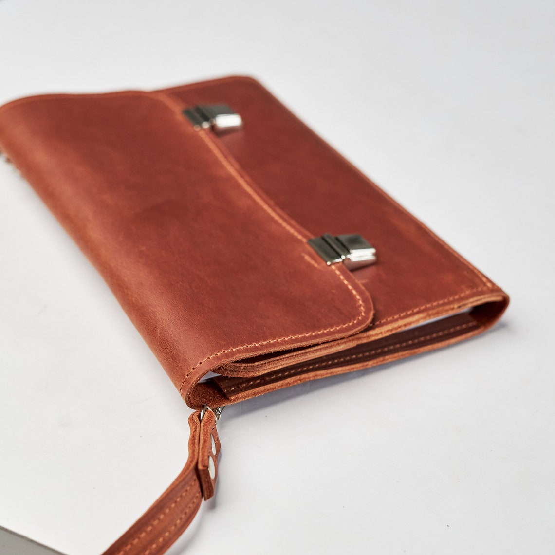 Engraved Leather Journal With Strap, Travel Sketchbook, Leather ...