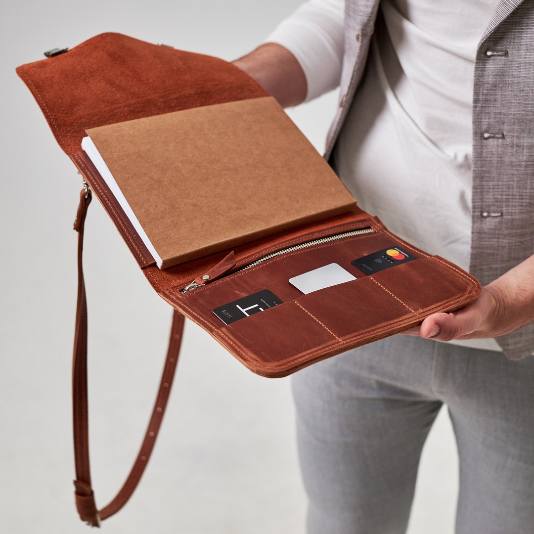 Personalized Leather Notebook With Strap, Engraved Notebook Cover ...