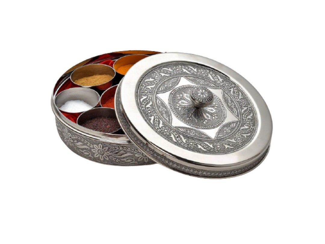 Indian Masala Box Dabba Spice Container Stainless Steel Kitchen Gift ...