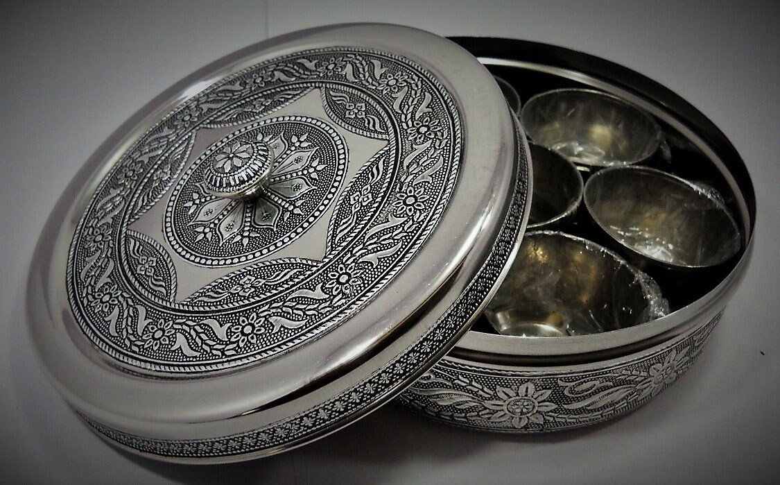 Indian Masala Box Dabba Spice Container Stainless Steel Kitchen Gift ...