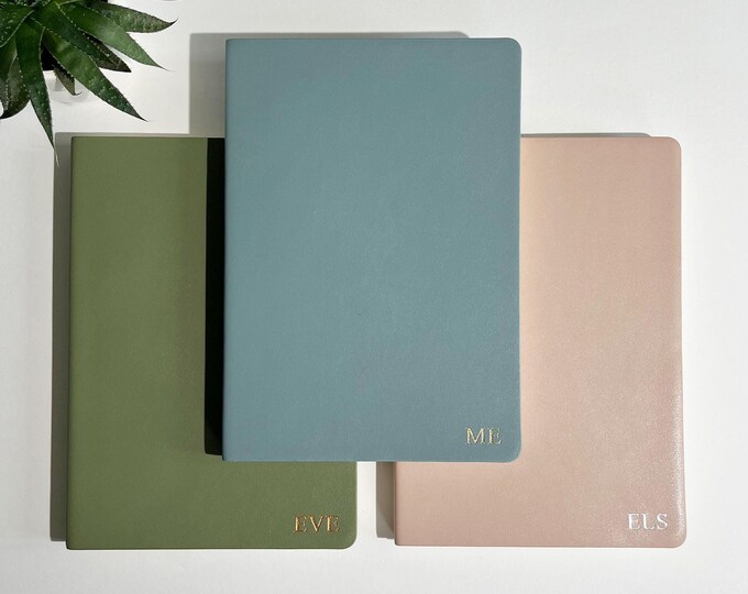 Personalised Notebook Hand Stamped Journal Custom Initials Lined Note ...