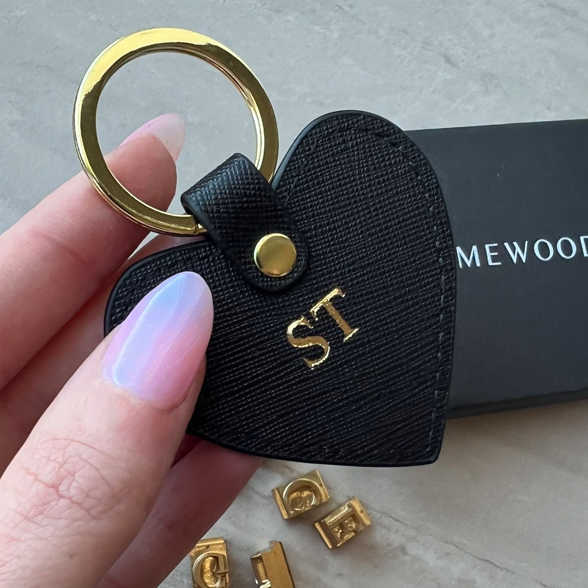 Personalised Leather Keychain Custom Initials Keyring New - Etsy