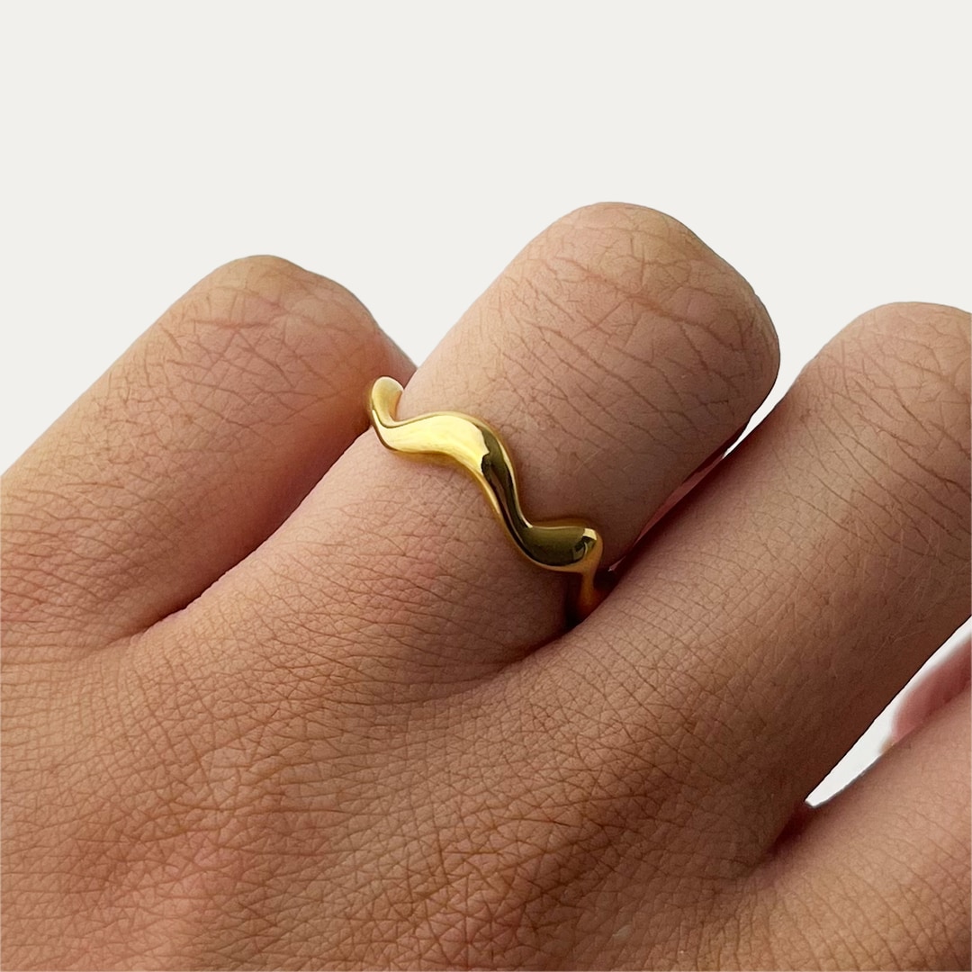 Wavy Gold Ring Irregular Stacking Ring Gold Wave Ring 18k Gold Stackable Ring - Etsy