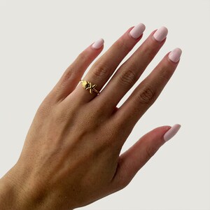18k Gold Plated Shell Ring Gold Shell & Starfish Ring Summer Stacking ...