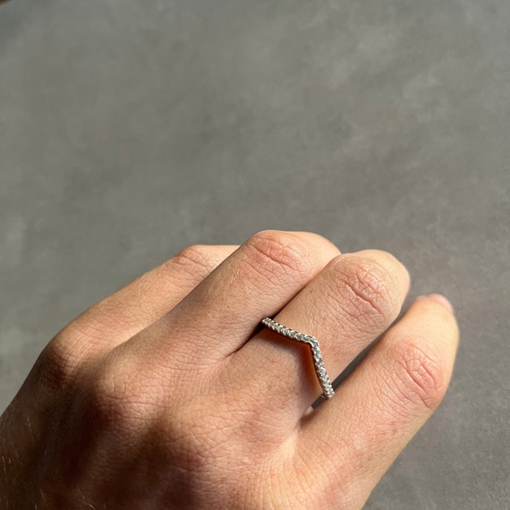 Pave Wishbone Ring V Shape Wishbone Band Stacking Ring | Etsy