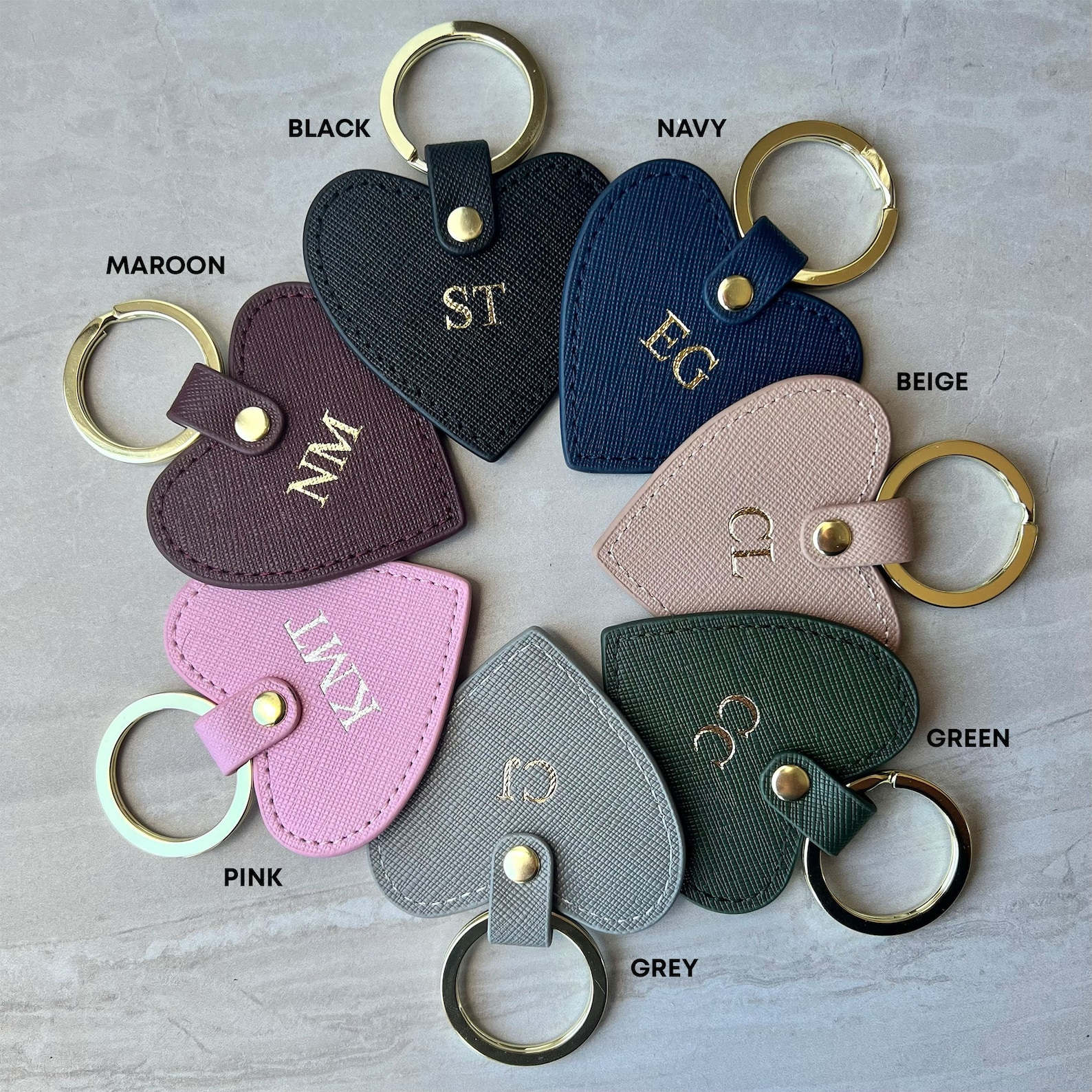 Personalised Leather Keychain Custom Initials Keyring New - Etsy