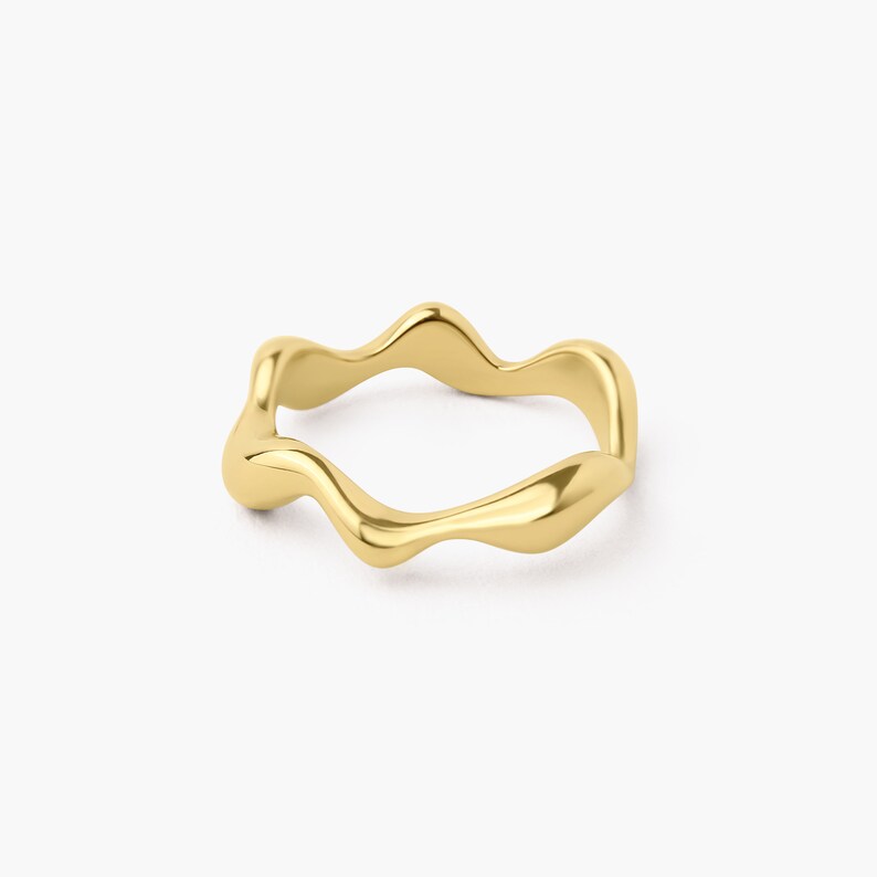 Wavy Gold Ring - Irregular Stacking Ring - Gold Wave Ring - 18k Gold ...