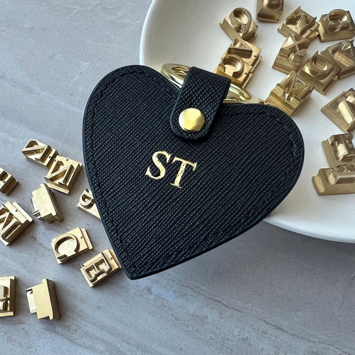 Personalised Leather Keychain Custom Initials Keyring New - Etsy