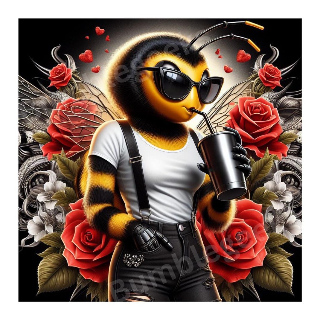 Lady Bumblebee, Tumbler, Roses, PNG, JPEG - Etsy