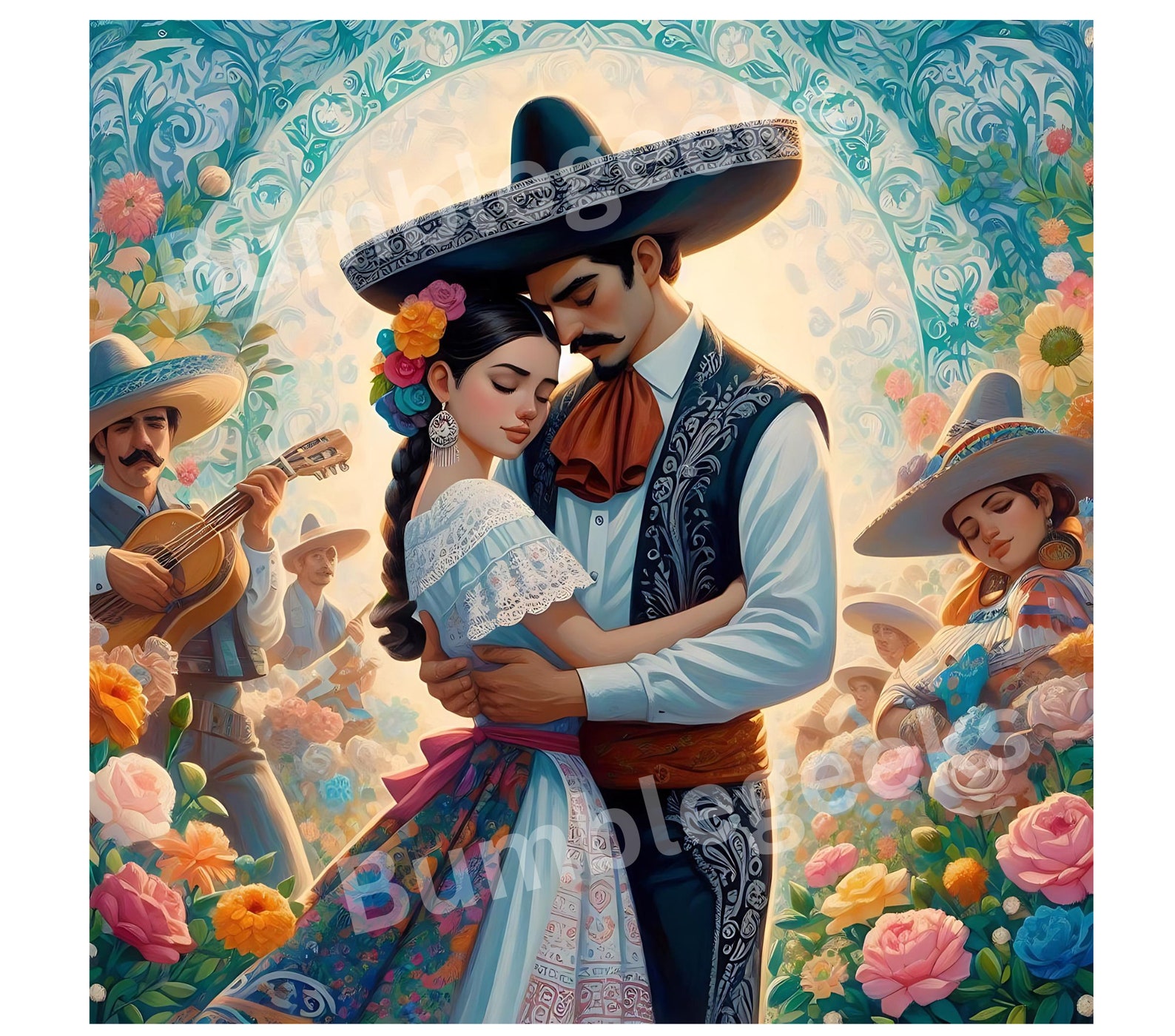 Romantic Couple, Latin, Painting Illustration, PNG, JPEG - Etsy
