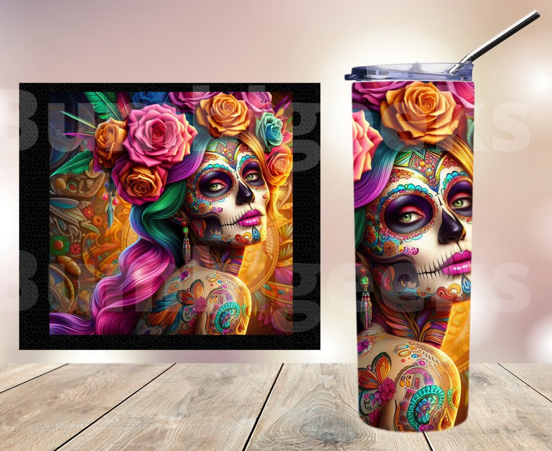 Dia De Los Muertos Woman, Day of the Dead, Sugar Skull, 20oz Straight ...