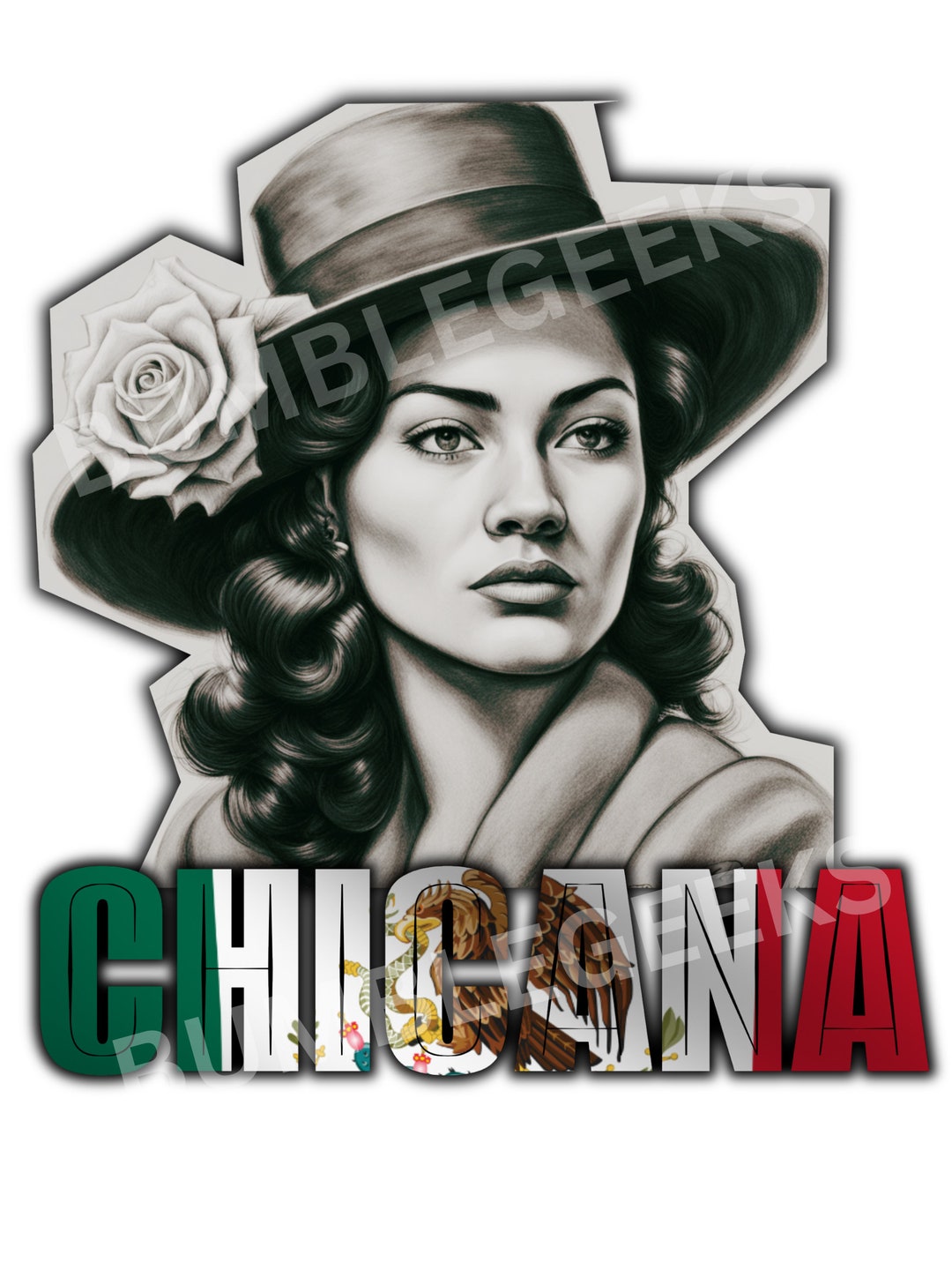 Chicana Woman, Mexican Flag, Pachuco Style, PNG, JPEG - Etsy