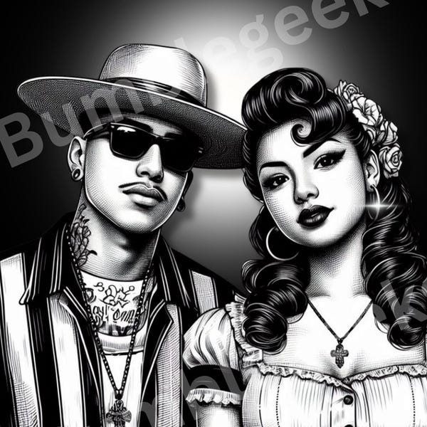 Chicano Couple Art - Etsy