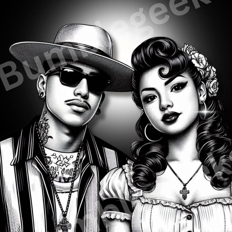 Chicano Couple Art - Etsy