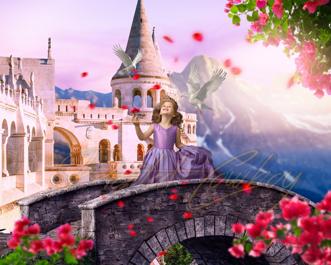 Princess Castle, Bridge, Digital Background, Castle Backdrop, Fairytale ...