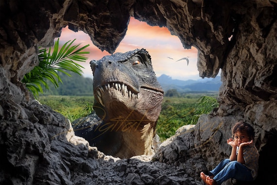 T-rex Dinosaur Cave Digital Background T-rex Digital | Etsy