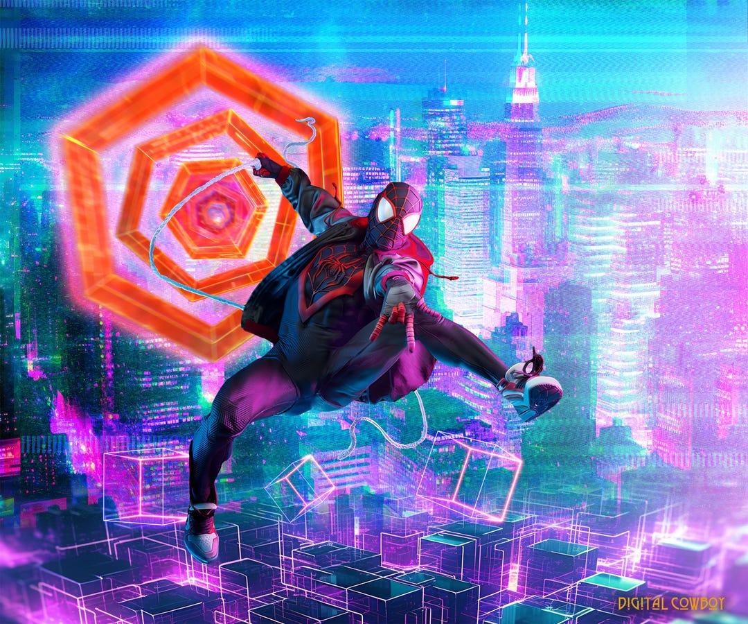 Spider Superhero Digital Background: Cyberpunk New York Portal (JPG ...