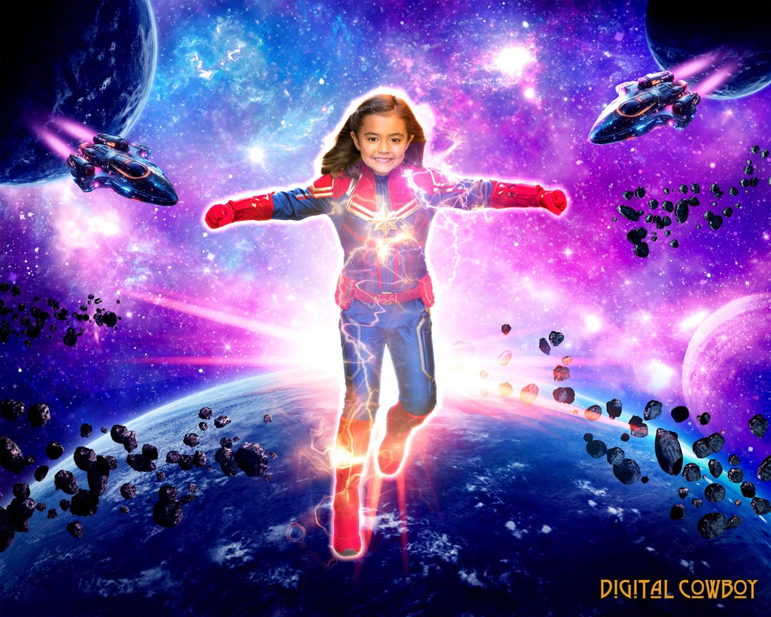 Galactic Superhero Digital Background: Cosmic Space Flight (instant ...
