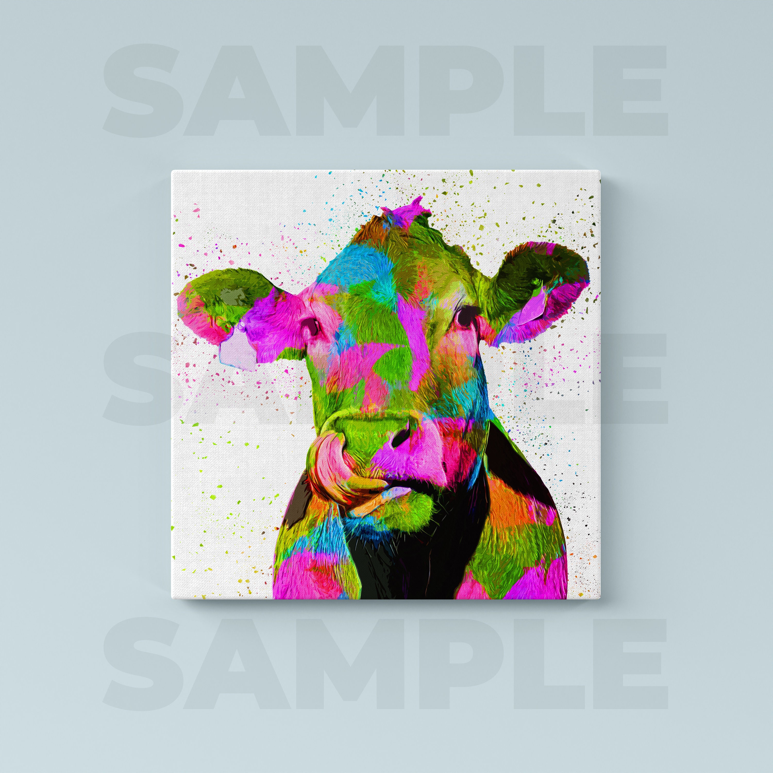 Abstract Cow Low Poly Digital Painting Multicolor Digital | Etsy