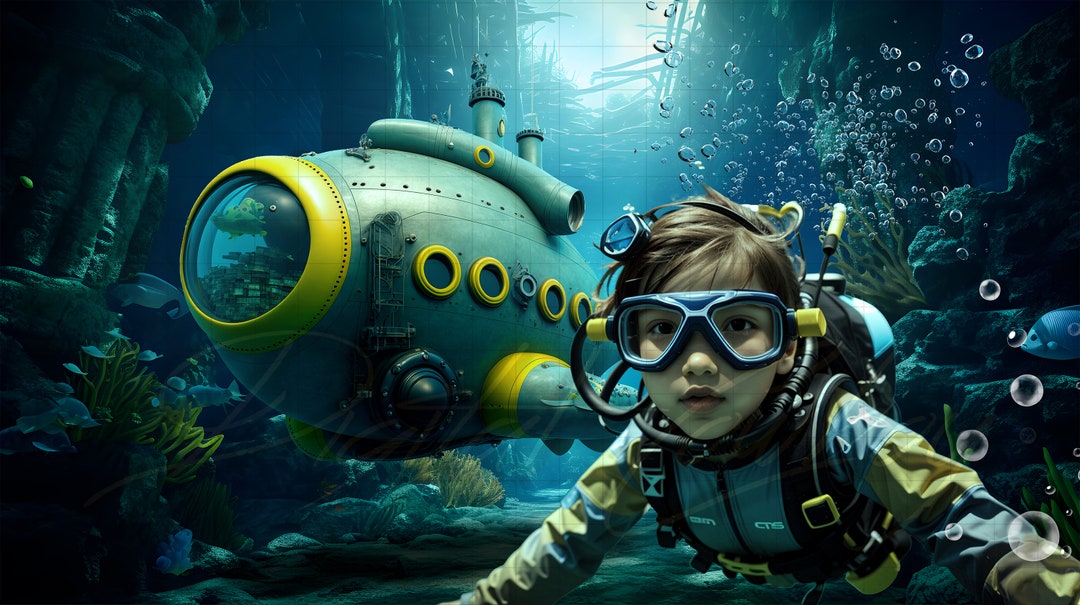Underwater Submarine Explorer Backdrop - Submarine Explorer Digital ...