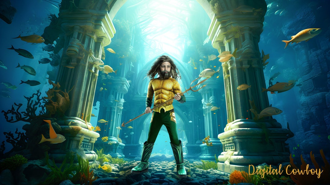Atlantis Superhero Digital Backdrop - Underwater Digital Background ...
