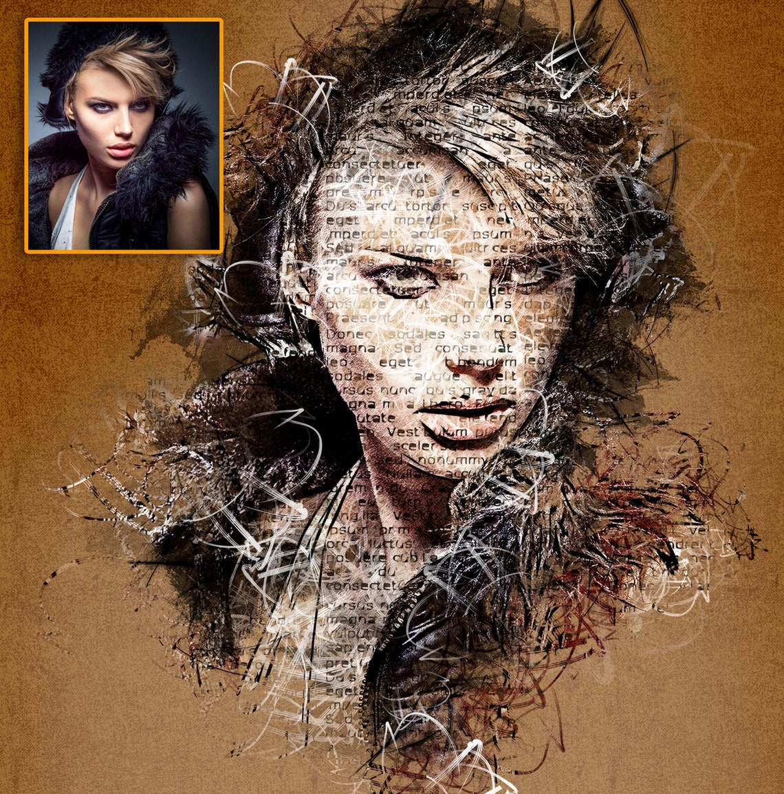 Custom Ink Portrait Ink Sketch From Photo Word Art Digital | Etsy