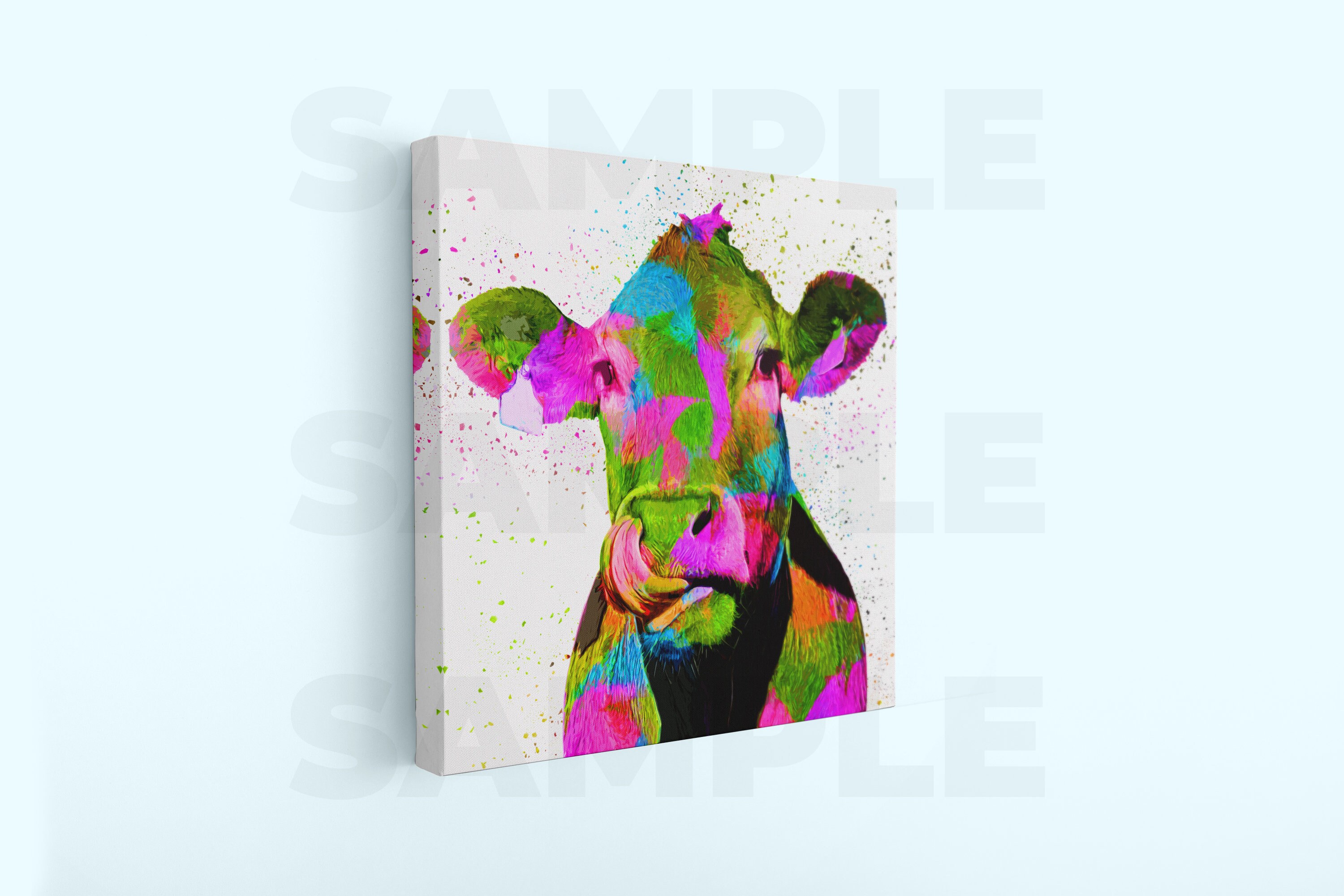 Abstract Cow Low Poly Digital Painting Multicolor Digital | Etsy