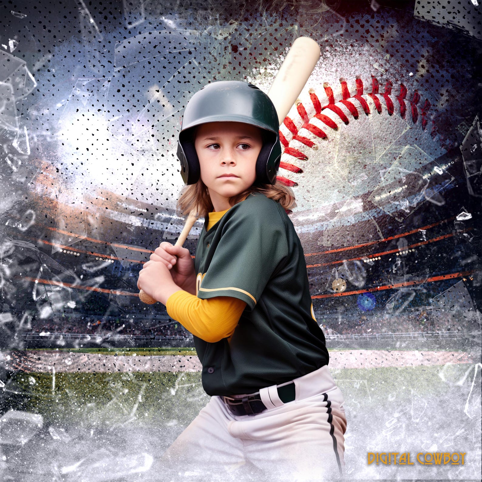 Baseball Digital Background: Shattered Glass, Stadium Lights (JPG File ...