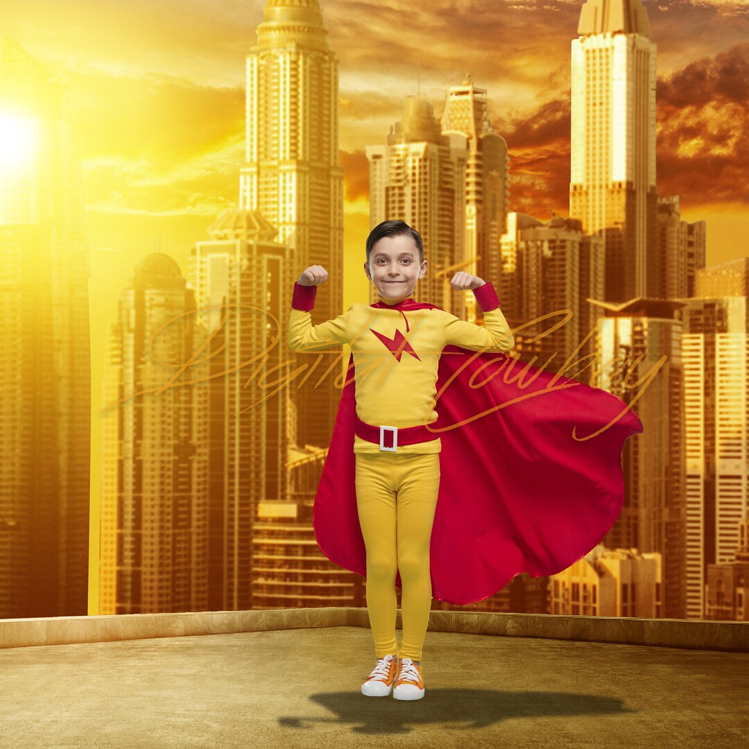 Superhero Digital Backdrop - Rooftop Backdrop- City Backdrop- Superhero ...
