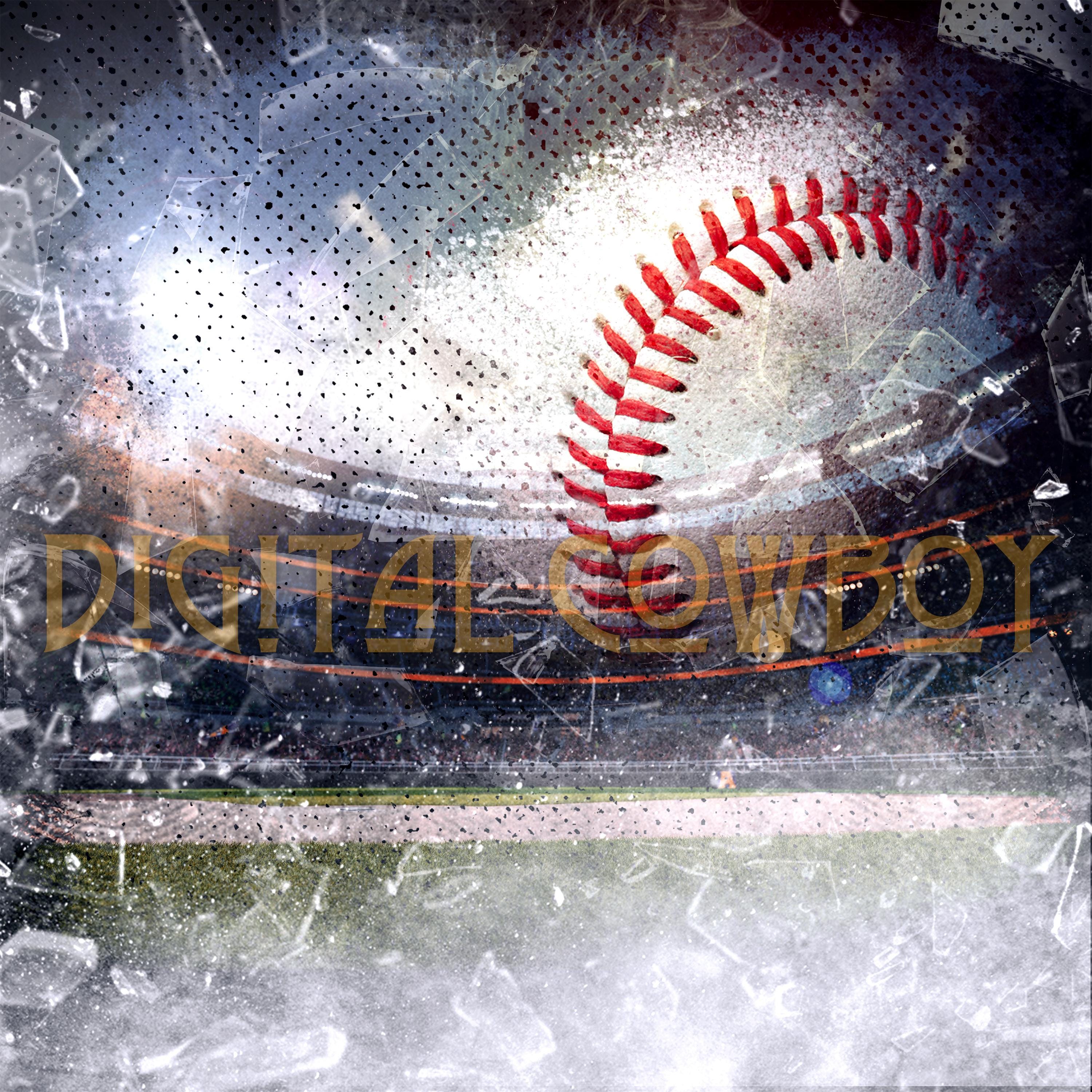 Baseball Digital Background: Shattered Glass, Stadium Lights (JPG File ...