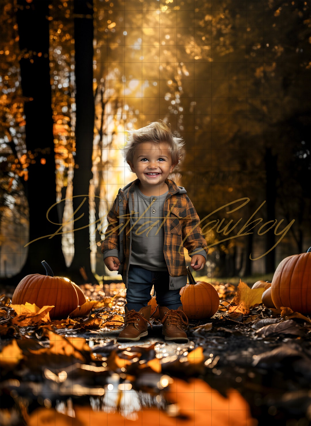 Fall Forest Pumpkin Digital Background + Forest Pumpkins Fall Backdrop ...