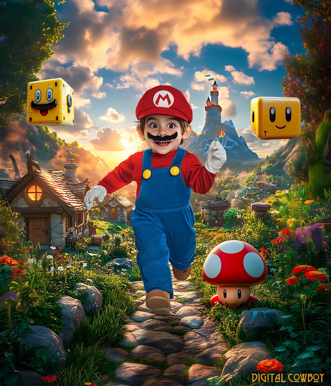 Super Mario Digital Backdrop: Mushroom Kingdom Castle (digital Download ...