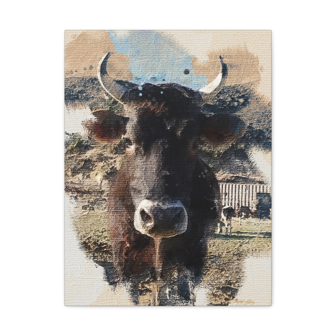 Handsome Cow Canvas Painting, Abstract Cow Painting. Abstract Cow Wall ...