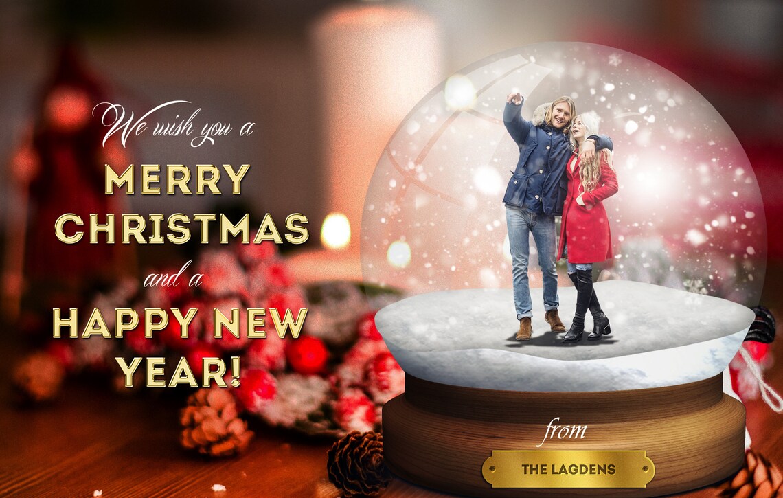 DIGITAL Snow Globe Christmas Photo Card Personalized | Etsy