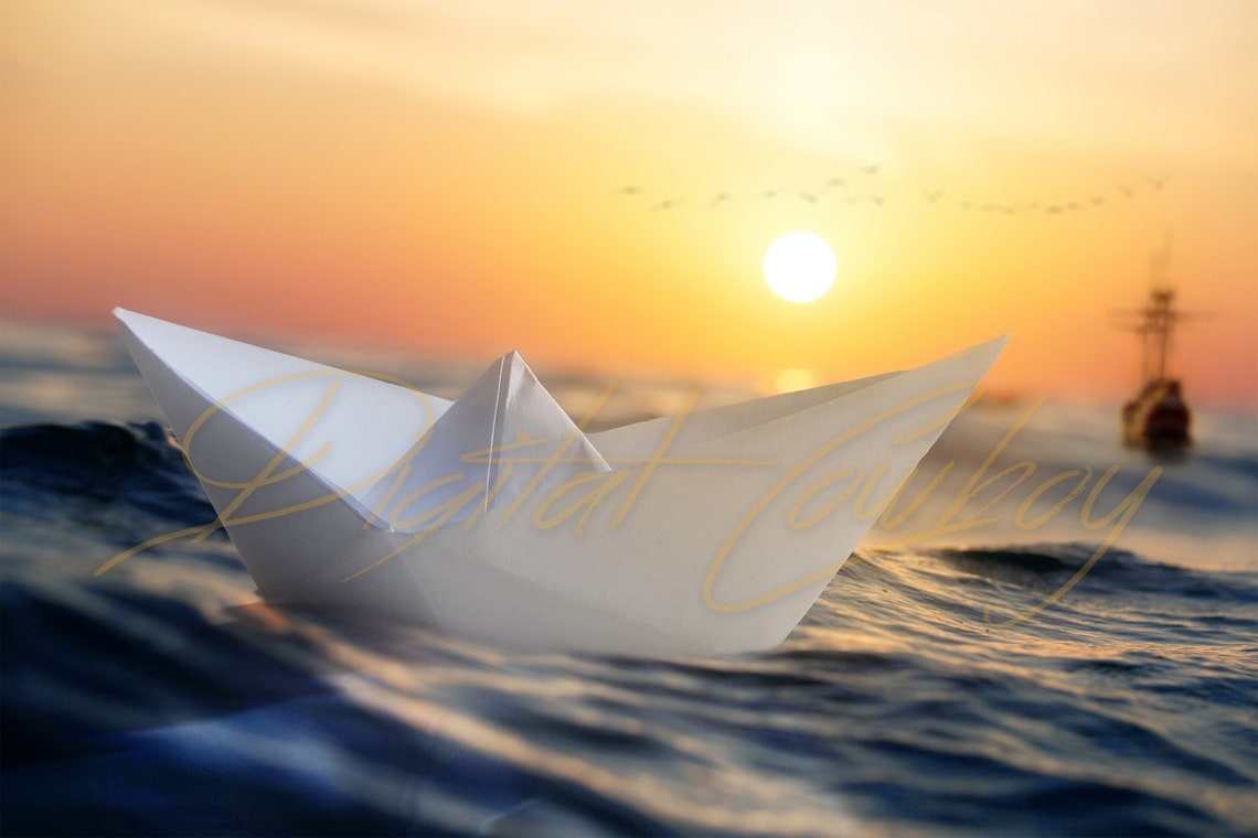 Paper Boat Background Sea Background Sailing Photography | Etsy