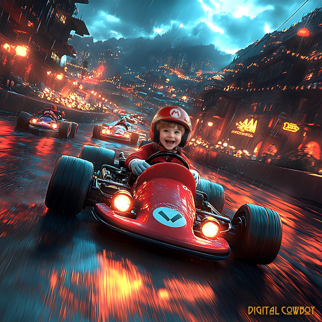 Super Mario, Kart Digital Backdrop, Super Video Game Inspired Digital ...