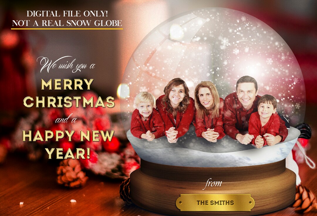 DIGITAL Snow Globe Christmas Photo Card, Personalized Christmas Card ...