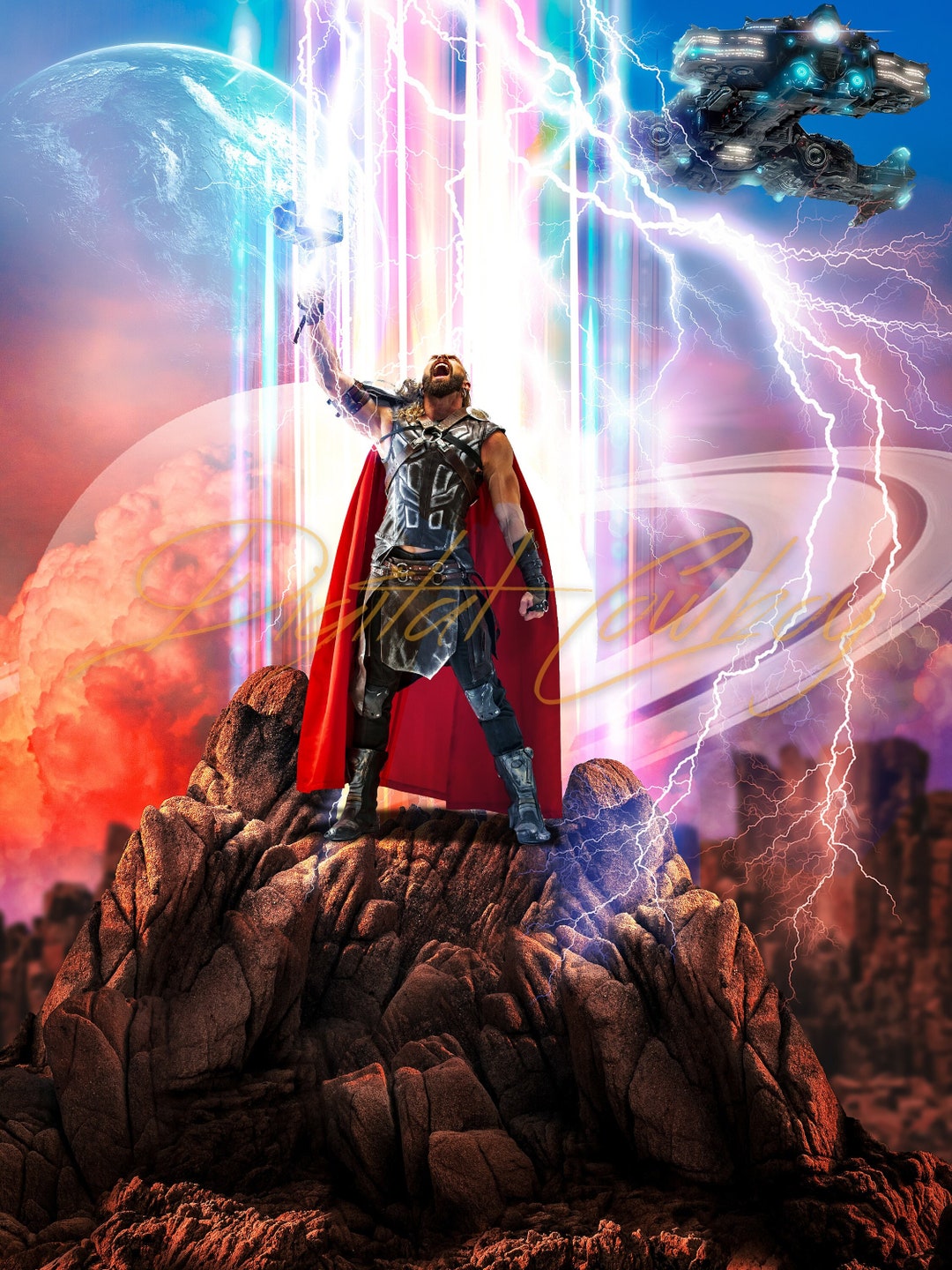 Superhero, Lightning, Space, Galaxy, Planet, Cosplay, Digital Backdrop ...